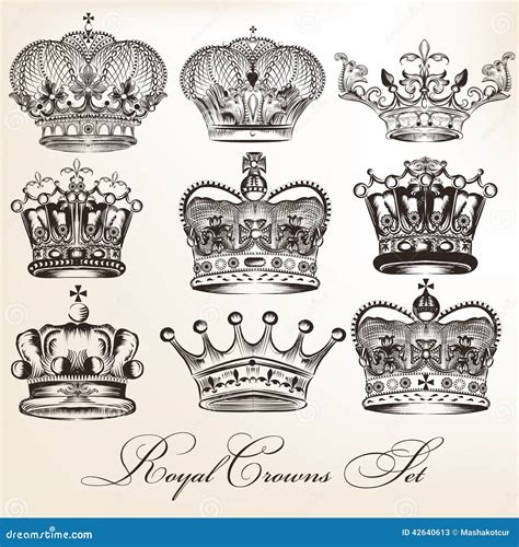Set Wektorowe Dekoracyjne Heraldyczne Korony W Rocznika Stylu