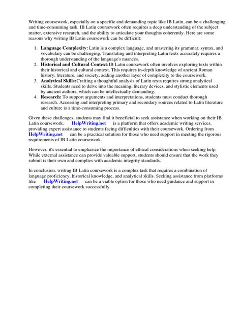 Ib Latin Coursework Pdf Latin Human Communication