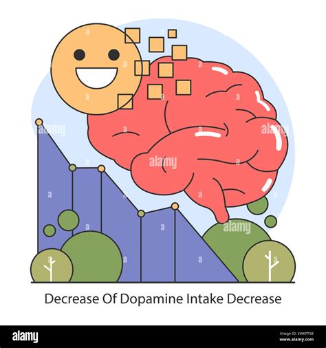 Dopamine Fasting Concept Graph And Brain Imagery Depict The Reduction
