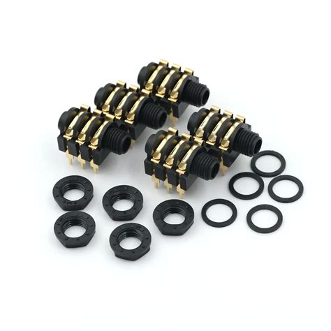 5Pcs Lot 1 4 6 35mm 6pin PCB Panel Mount Socket Headphone Headset Jack Stereo Audio In
