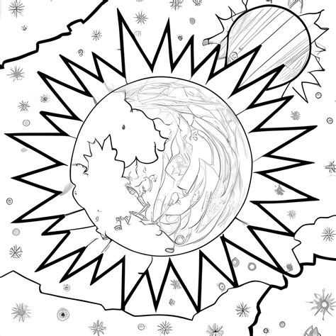 Supernova And Exploding Planet Coloring Page · Creative Fabrica
