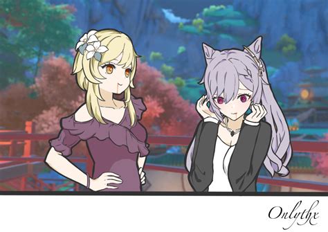 Lumine And Keqing Genshin Impact Drawn By Onlythx Danbooru