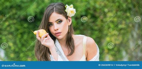 Sensual Spring Woman Banner For Website Header Summer Portrait Of