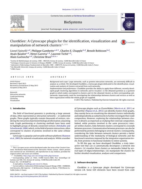 Pdf Clustandsee A Cytoscape Plugin For The Identification