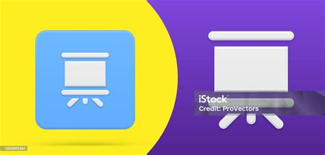 프리젠 테이션 보드 프로젝터 화면 간단한 3d 아이콘 버튼 벡터 일러스트 클래식 칠판 3차원 형태에 대한 스톡 벡터 아트 및 기타 이미지 3차원 형태 개체 그룹 공란