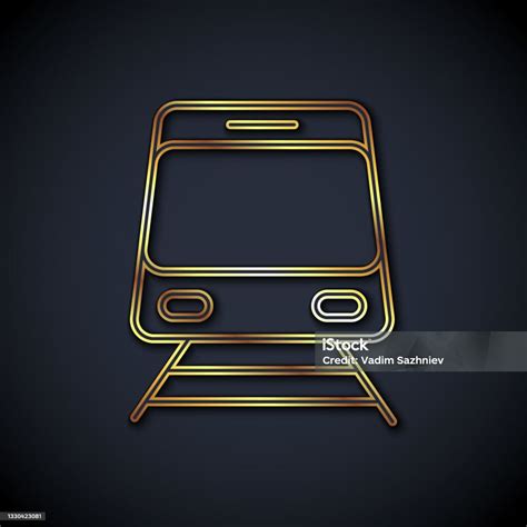 검은 색 배경에 고립 된 금 선 기차와 철도 아이콘 대중 교통 기호 지하철 열차 교통편 지하철 지하 벡터 검은색에 대한 스톡 벡터 아트 및 기타 이미지 Istock