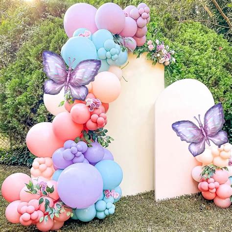 149pcs Purple Butterfly Balloon Arch Kit Pastel Pink Color
