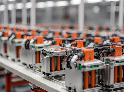 Ligne Dassemblage De Batteries De Véhicules électriques En Gros Plan Photo Premium