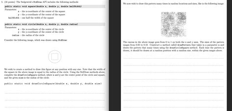 Solved 5 16 Points The Sedgewicks Stddraw Api Includes