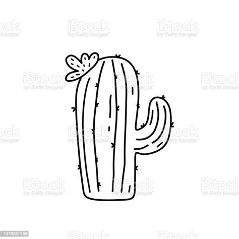 흰색 배경에 고립 된 귀여운 만화 선인장 낙서 스타일의 벡터 손으로 그린 일러스트레이션 카드 로고 장식 다양한 디자인에