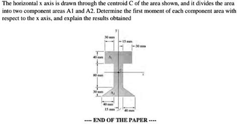 Solved The Horizontal X Axis Is Drawn Through The Centroid C Of The
