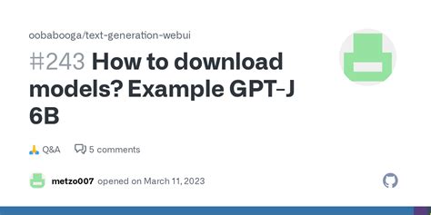 How To Download Models Example Gpt J 6b · Oobabooga Text Generation