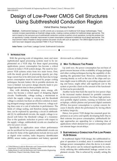 Design Of Low Power Cmos Cell Structures Using Subthreshold