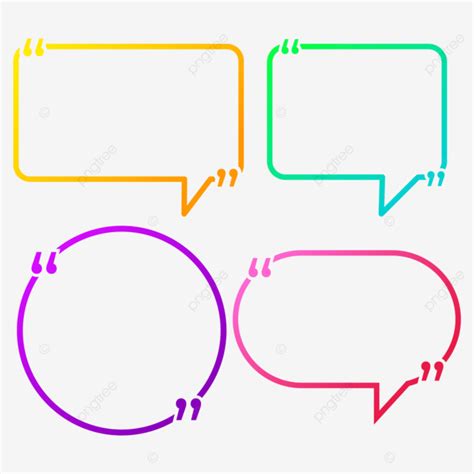 Simple Outline Speech Bubble Set With Colorfull Vector Speech Bubble