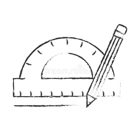 Protractor Pencil Graphic Design Tools Stock Illustration