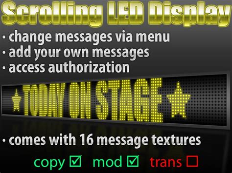 Second Life Marketplace Led Display With Scrolling Messages