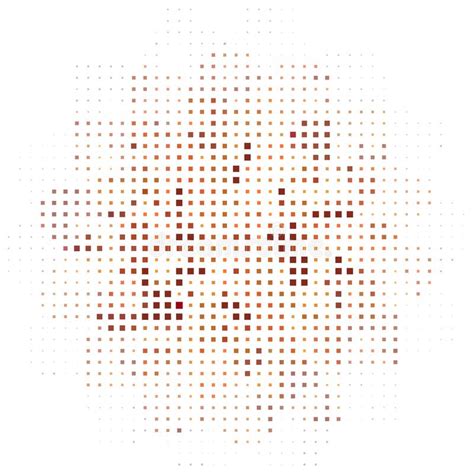 Halftone Monochrome Pattern With Orange Brown Yellow Squares Around The Circle Minimalism