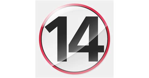 Number 14 Red Sticker Zazzle