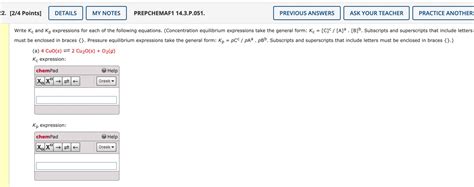 Solved Write KC And Kp Expressions For Each Of The Chegg
