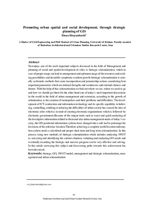 Pdf Promoting Urban Spatial And Social Development Through Strategic Planning Of Gis