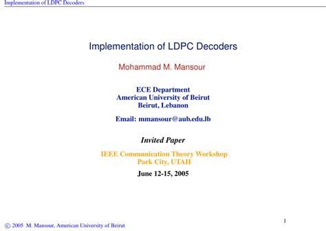 Pdf Implementation Of Ldpc Decoders