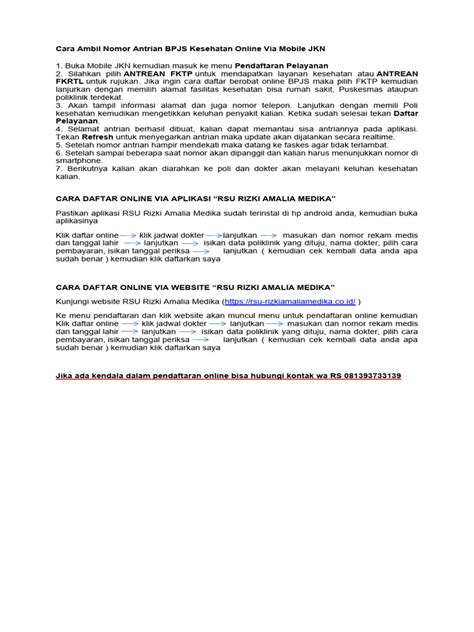 Cara Ambil Nomor Antrian Bpjs Kesehatan Online Via Mobile Jkn Pdf
