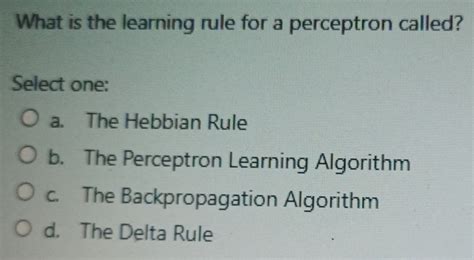 Solved What Is The Learning Rule For A Perceptron Called Select One