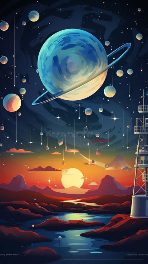 Astronomy Observation Session Flat Design Top View Immersive Stem