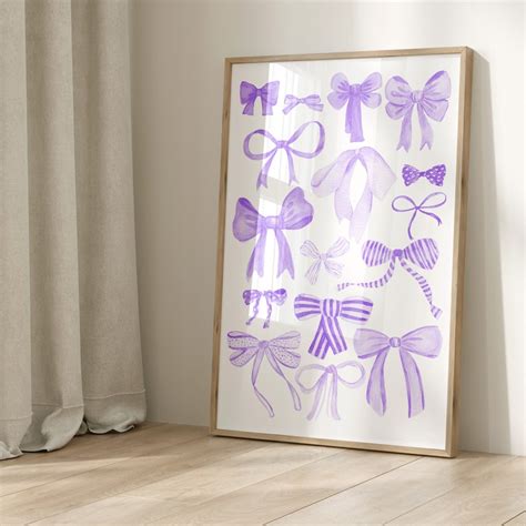 Bows Wall Art Lilac Art Print Trendy Art Prints Aesthetic Poster Ribbon