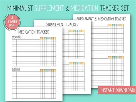 Supplement Medication Tracker Editable Printable Supplement Tracker