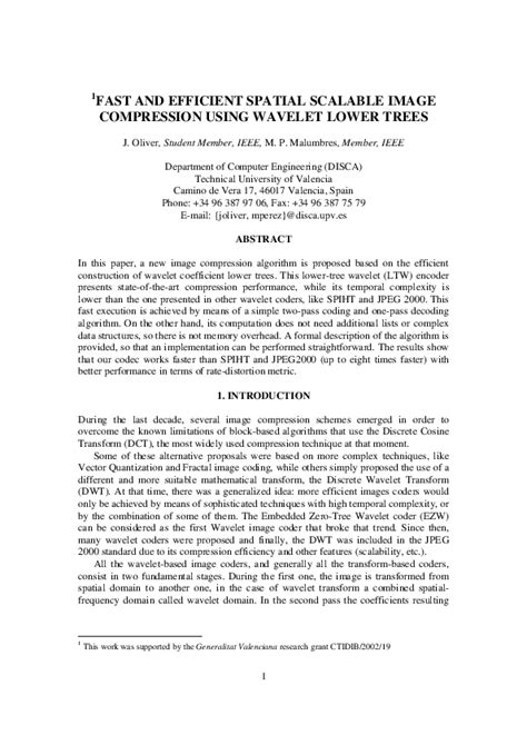 Pdf Fast And Effcient Spatial Scalable Image Compression Using Wavelet Lower Trees
