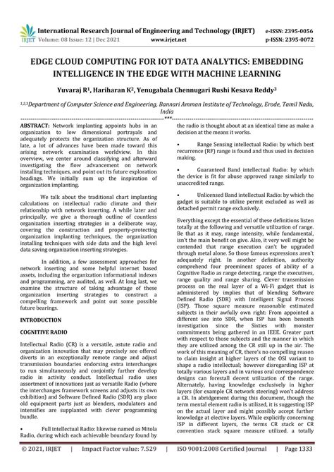 Edge Cloud Computing For Iot Data Analytics Embedding Intelligence In The Edge With Machine