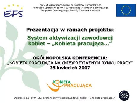 Ppt Prezentacja W Ramach Projektu System Aktywizacji Zawodowej Kobiet Kobieta Pracuj Ca