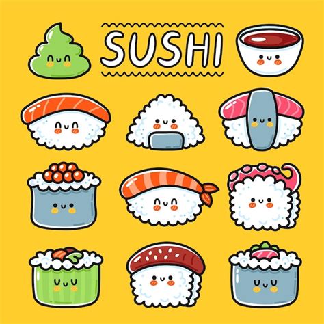 Nettes lustiges glückliches Sushi Maki