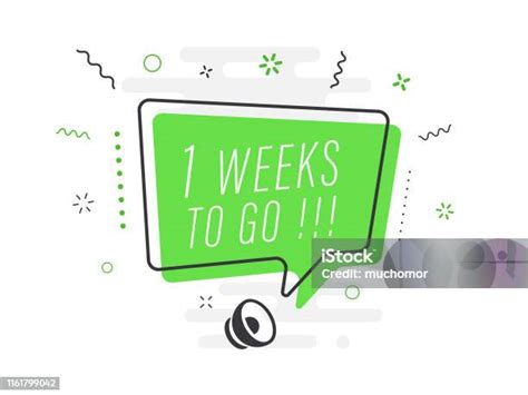 1 주 흰색 배경에 녹색 연설 거품으로 이동합니다 스피커 비즈니스 마케팅 및 광고 배너 Brand Name Online Messaging Platform에 대한 스톡 벡터