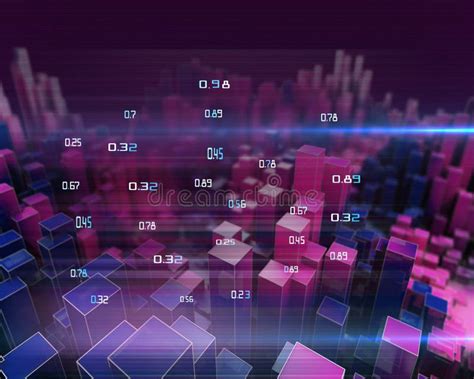 3d Abstract Infographic With Color Columns And Blurred Lines