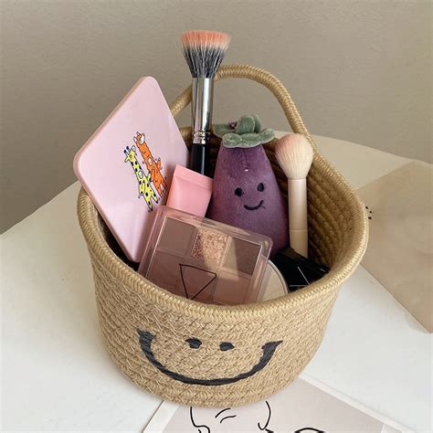 Badu Bg Ръчно плетена кошница за съхранение Симпатична усмивка Кошници за окачване на стена