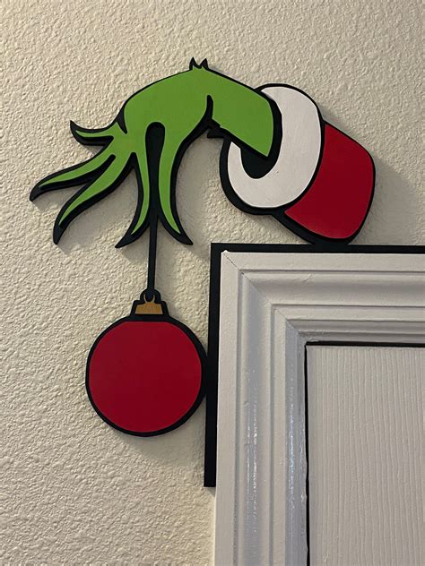 Hand Painted Mean One Door Topper Etsy Grinch Christmas Decorations