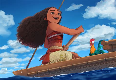 Pano Mohayayamai Heihei Moana Moana Waialiki Moana Movie 1girl Bird Blue Sky Boat