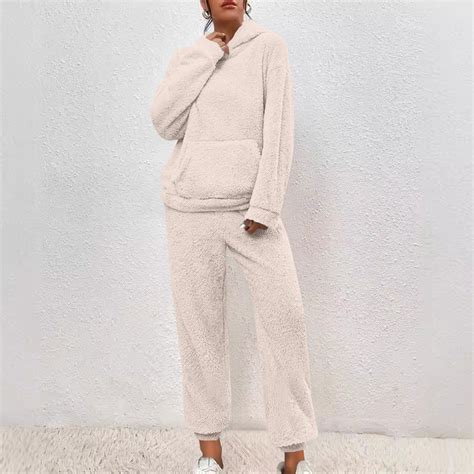 Alkepwun Fuzzy Pajamas Set For Women Winter Warm Fluffy Loungewear Soft