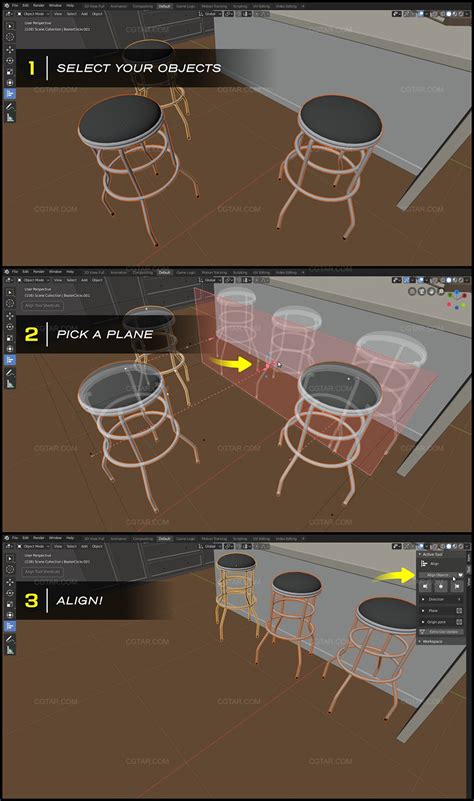 Blender三维模型对象批量自动对齐插件pro Align Tools V217cgtar Cg艺站