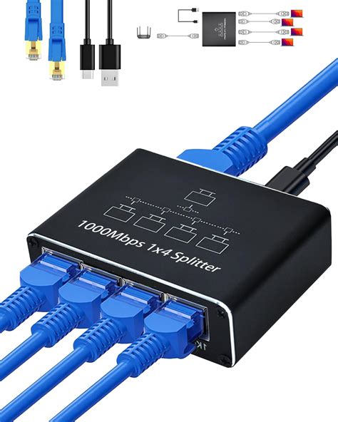 Liezhua Ethernet Splitter 1 To 4 1000mbps High Speed Ethernet Cable