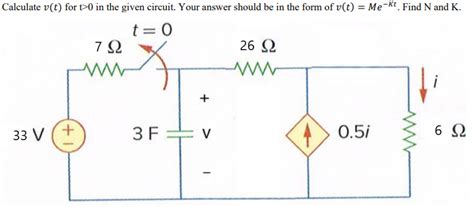solved calculate v t ﻿for t 0 in ﻿the given circuit your