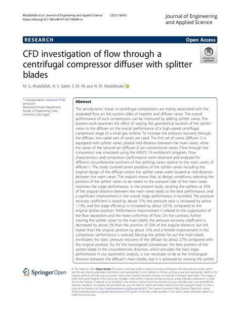 Cfd Investigation Of Flow Through A Centrifugal Compressor Diffuser