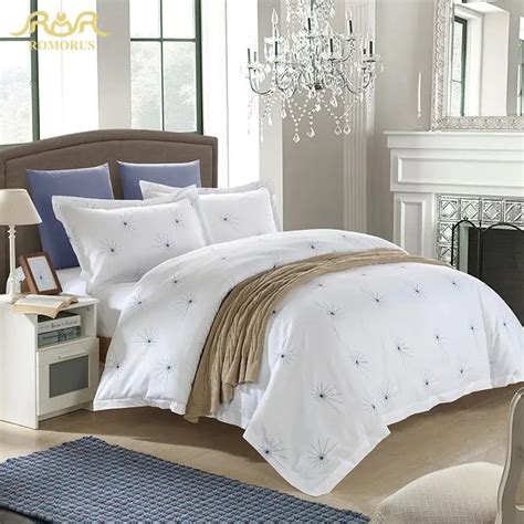Romorus Beautiful Hotel Style Bedding Set 100 Cotton White Hotel Duvet