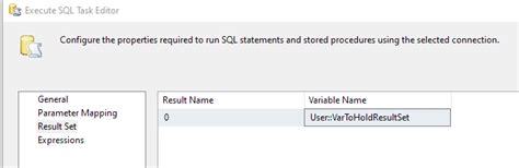 C SSIS Package Execute SQL Task Dynamic SQL Not SP With Multiple Returns But Only Capture