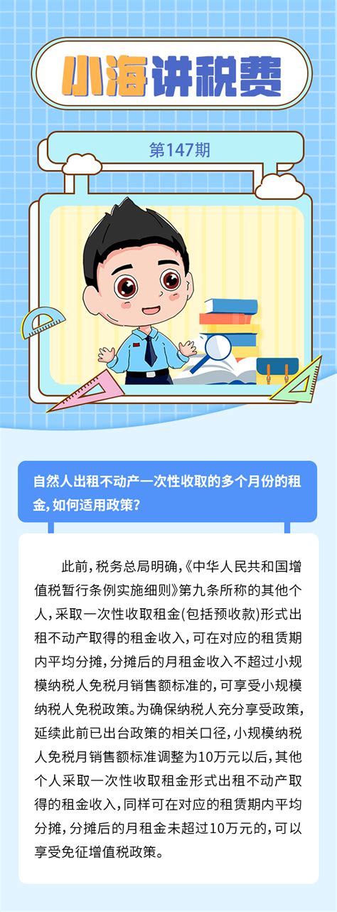 小海讲税费｜自然人出租不动产一次性收取的多个月份的租金，如何适用政策？申报印花税处理