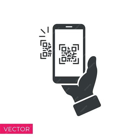 Premium Vector Scan Qr Code Icon Payment Hand With Phone Scanner App Thin Line Symbol On White