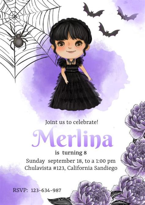 Plantilla De Invitacion Merlina Addams Rsvp Design Template Turn Ons