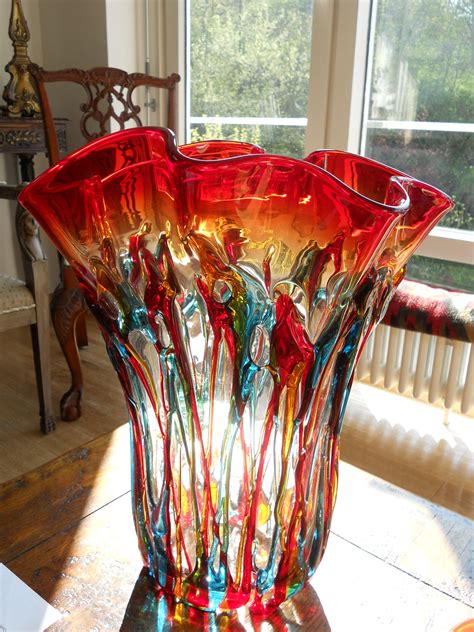Unique Glass Vases Rae 10 Inch Glass Vase Geometric Round Contemporary Smokey Blue